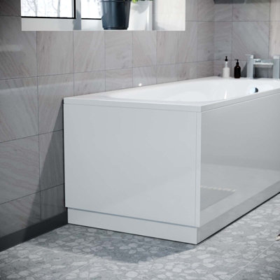 Nes Home Modern 1700mm White High Gloss Bath Tub PVC Front & End Panel ...