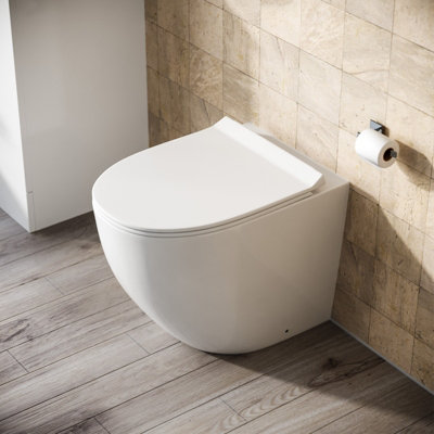 Nes Home Modern Back To Wall Toilet WC Rimless Designed Pan and Soft ...