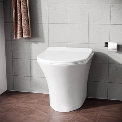 Nes Home Modern Bathroom Rimless Back to Wall Toilet with Soft Close ...
