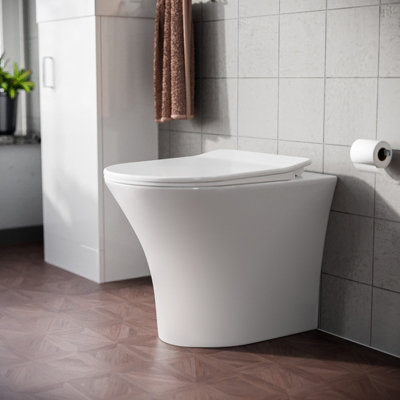 Nes Home Modern Bathroom Rimless Back to Wall Toilet with Soft Close ...