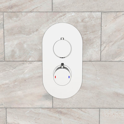 Nes Home Modern Chrome Round 1-Way 2 Dial Concealed Thermostatic Shower Mixer Valve | £98.99 at B&Q