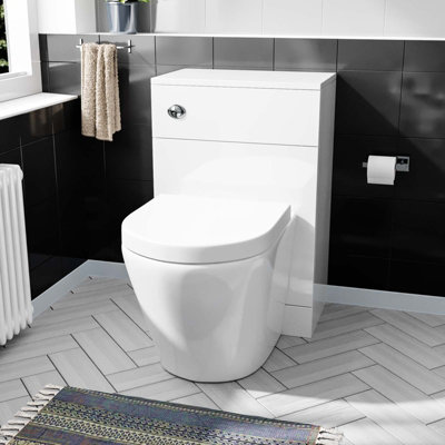 Nes Home Modern Cloakroom BTW WC Unit Curved Rimless Toilet and Soft ...