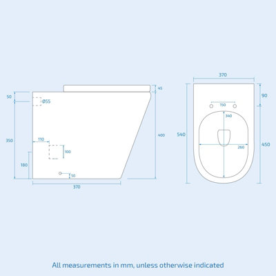 Nes Home Modern Cloakroom BTW WC Unit Curved Rimless Toilet and Soft ...