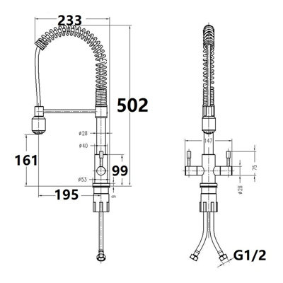 Nes Home Modern Dual Lever Pull Out Kitchen Mixer Tap Faucet Chrome