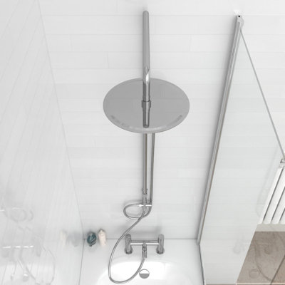 Nes Home Modern Exposed Round Shower Mixer Handset & Riser Rail Kit Chrome
