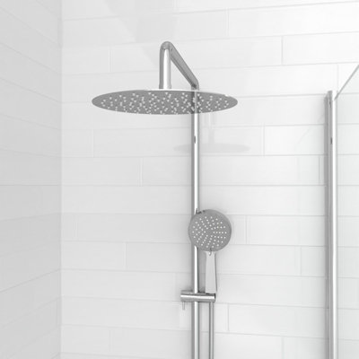 Nes Home Modern Exposed Round Shower Mixer Handset & Riser Rail Kit Chrome