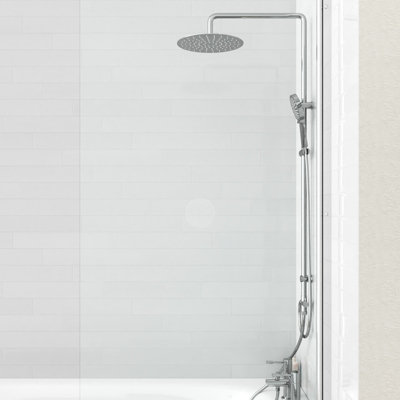 Nes Home Modern Exposed Round Shower Mixer Handset & Riser Rail Kit Chrome