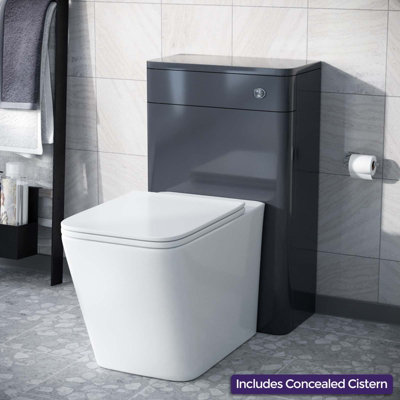 NES HOME MODERN GREY 500MM BACK TO WALL WC TOILET UNIT