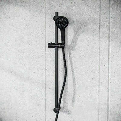 Nes Home Modern Matte Black Slider Rail Shower Bar Riser Wall Bracket ...