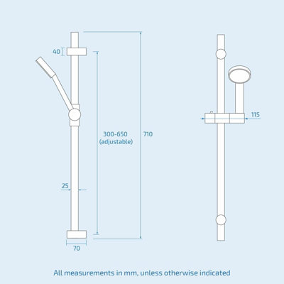 Nes Home Modern Matte Black Slider Rail Shower Bar Riser Wall Bracket Kit
