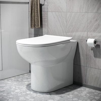 Nes Home Modern Rimless Comfort Height BTW Toilet and Soft Close Seat White