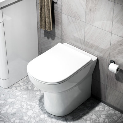 Nes Home Modern Rimless Comfort Height BTW Toilet and Soft Close Seat White