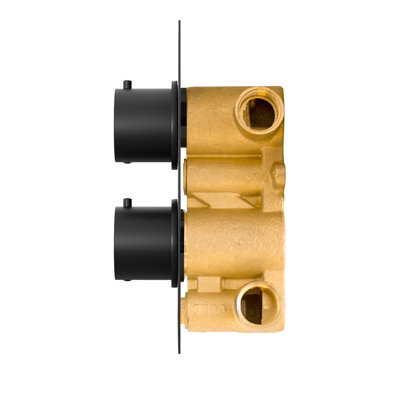 Nes Home Modern Round 2 Way 2 Dial Concealed Thermostatic Shower Mixer Valve Matt Black