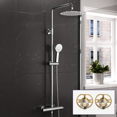 Nes Home Modern Round Exposed 2 Way Thermostatic Mixer Shower Set With ...
