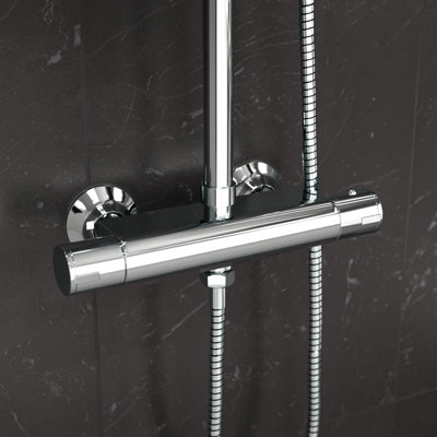 Nes Home Modern Round Exposed Thermostatic Mixer Shower Set With Shower ...