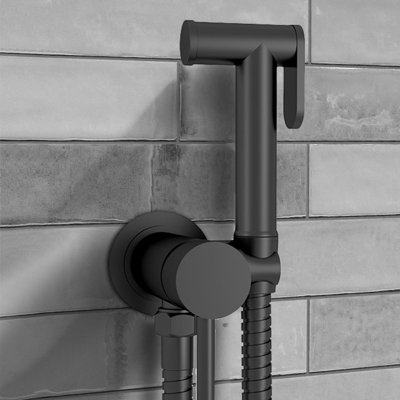 Nes Home Modern Round Matte Black Bidet Douche Kit with Shut Off Valve ...