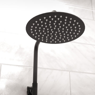 Nes Home Modern Round Matte Black Exposed Thermostatic Mixer Shower Set ...