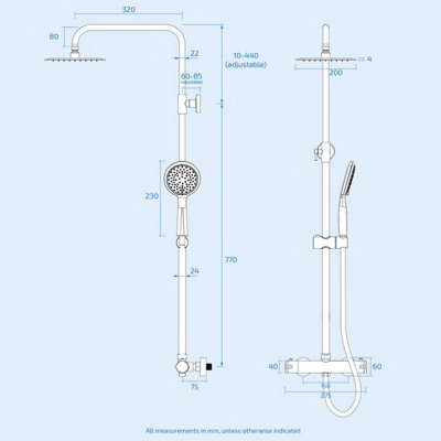 Nes Home Modern Round Matte Black Exposed Thermostatic Mixer Shower Set ...