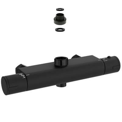 Nes Home Modern Round Matte Black Exposed Thermostatic Shower Mixer Bar ...