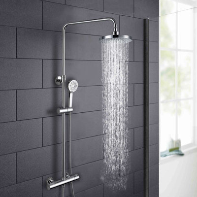 Nes Home Modern Round Thermostatic Wall Mounted Dual Control Riser ...