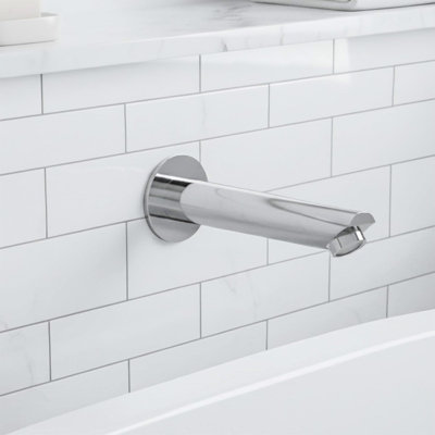 Nes Home Modern Round Wall Mounted Chrome Bath Filler Spout