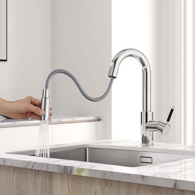 Nes Home Modern Single Lever Mono Mixer Pull Out Kitchen Tap Chrome Faucet