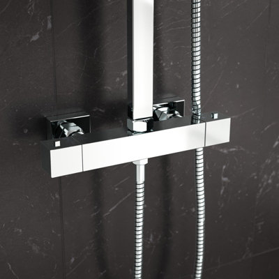 Nes Home Modern Square Exposed 2-Way Thermostatic Mixer Shower Set With ...
