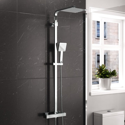 Nes Home Modern Square Exposed Thermostatic Mixer Shower Set Shower ...