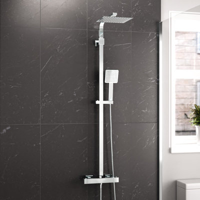 Nes Home Modern Square Exposed Thermostatic Mixer Shower Set Shower ...