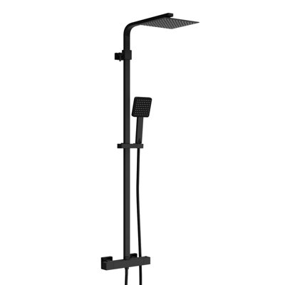 Nes Home Modern Square Matte Black Exposed Thermostatic Mixer Shower ...