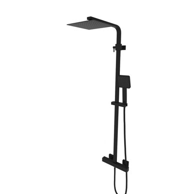 Nes Home Modern Square Matte Black Exposed Thermostatic Mixer Shower ...