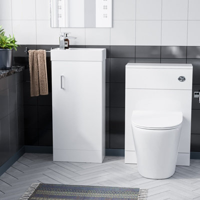 Nes Home Nanuya 400mm White Floorstanding Basin Vanity & Concealed ...