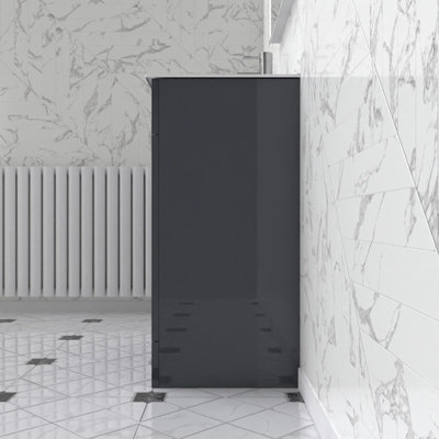 Nes Home Nanuya 600mm Floor Standing Anthracite Stylish Slim Basin ...