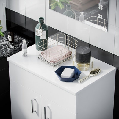 Nes Home Nanuya 600mm Floor Standing Vanity Unit Flat Pack - White