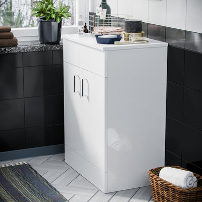 Nes Home Nanuya 600mm Floor Standing Vanity Unit Flat Pack - White