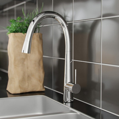 Nes Home Neptune Modern Single Lever Swivel Spout Kitchen Sink Mono ...