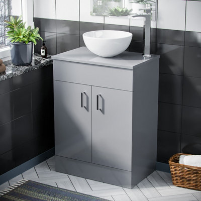 Nes Home Onken 500mm Light Grey Vanity Cabinet And Round Bowl Counter ...