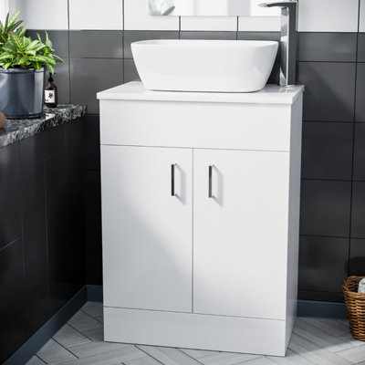 Nes Home Onken 500mm White Vanity Cabinet and Rectangle Curved Edges ...