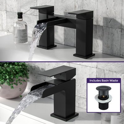 Nes Home Origin Waterfall Basin Mono Mixer, Bath Filler Tap & Waste ...
