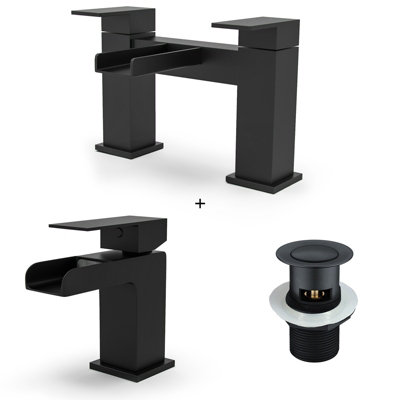 Nes Home Origin Waterfall Basin Mono Mixer, Bath Filler Tap & Waste ...