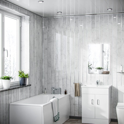 Nes Home PVC Ceiling Panel With Silver Line 2700 x 200 x 6mm Pack Of 5 ...