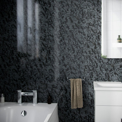 Nes Home PVC Cladding Shower Panel 2400 x 1000 x 10mm Black Pearlescent