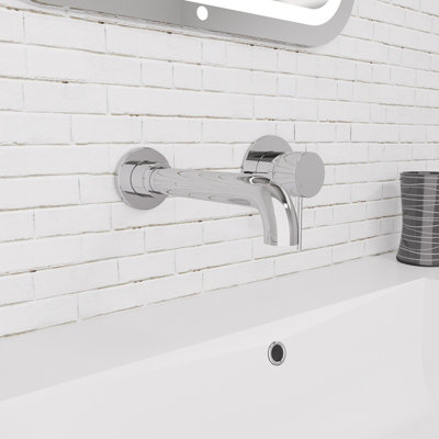Nes Home Reed Wall Mounted Basin Mixer Tap & Concealed Valve Mixer Chrome