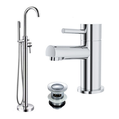 Nes Home Remy Basin Mixer Tap, Freestanding Bath Shower Mixer and Click ...