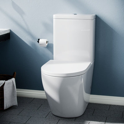 Nes Home Rimless Modern Close Coupled Rimless Bathroom Toilet & Soft ...