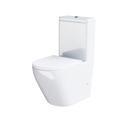Nes Home Rimless Modern Close Coupled Rimless Bathroom Toilet & Soft ...