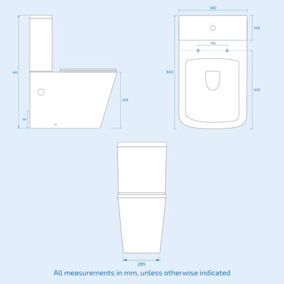 Nes Home Rimless Square Close Coupled Toilet Pan, Cistern & Seat Matte ...