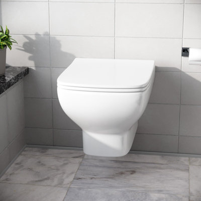 Nes Home Rimless Square Wall Hung Toilet Pan with Soft Close Toilet ...