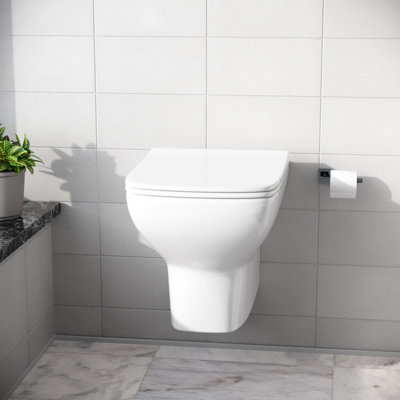 Nes Home Rimless Square Wall Hung Toilet Pan with Soft Close Toilet ...