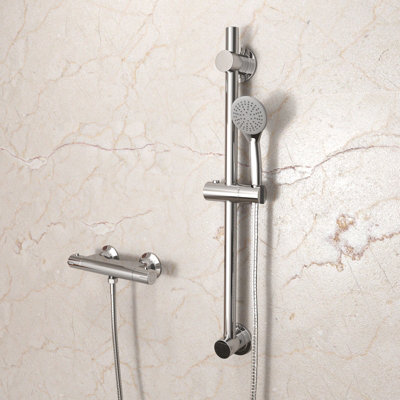 Nes Home Rosa Round Exposed Thermostatic Shower Mixer Slider Rail Kit